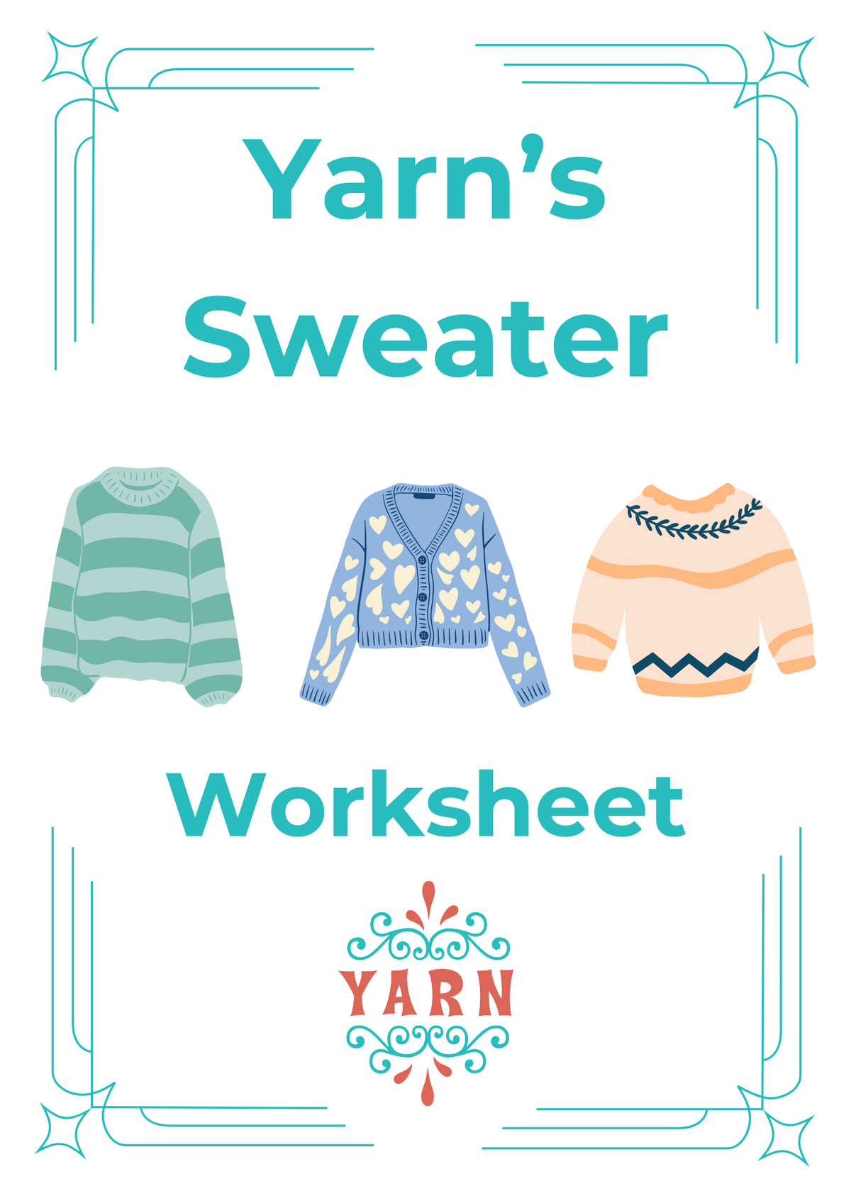 Yarn's Sweater Worksheet PDF — Yarnfun